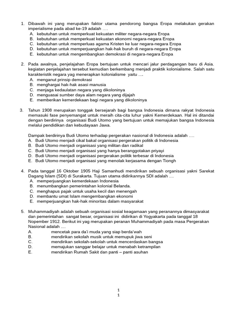 Soal Pat Sejarah Peminatan 2024 | PDF