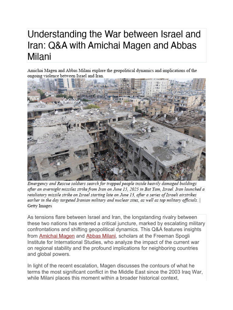 Israel-Iran War: Geopolitical Insights | PDF | International Relations