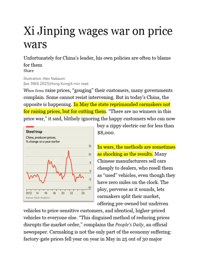 Xi Jinping Wages War On Price Wars | PDF | China | World Politics