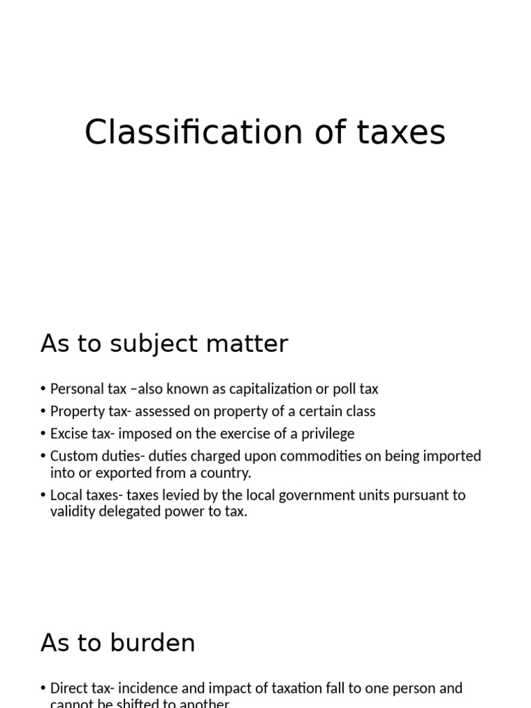 Classification of Taxes | PDF