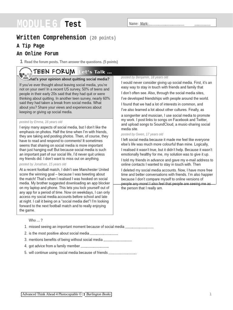 06AdvancedThinkAhead4 Mod6 Skills | PDF