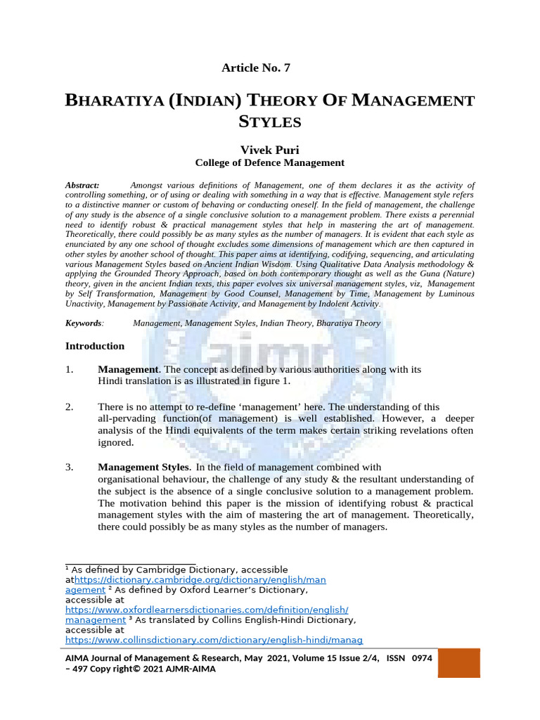 Indian Management Styles Unveiled | PDF | Bhagavad Gita