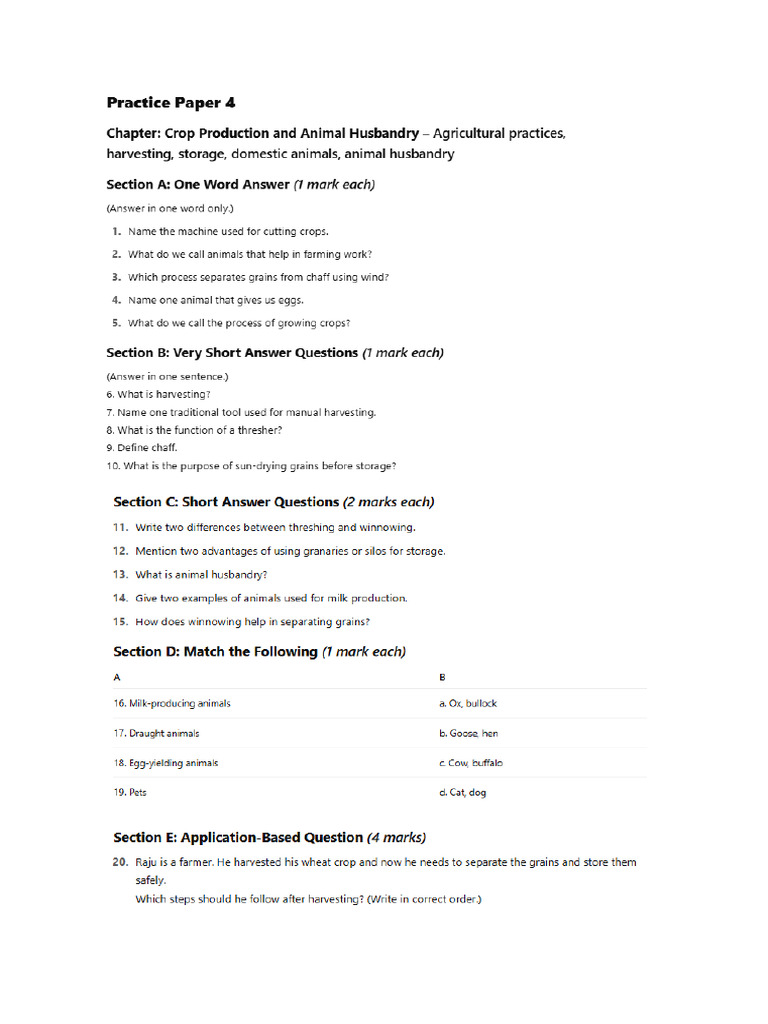 PP4 Crop Production and Animal Husbandary | PDF