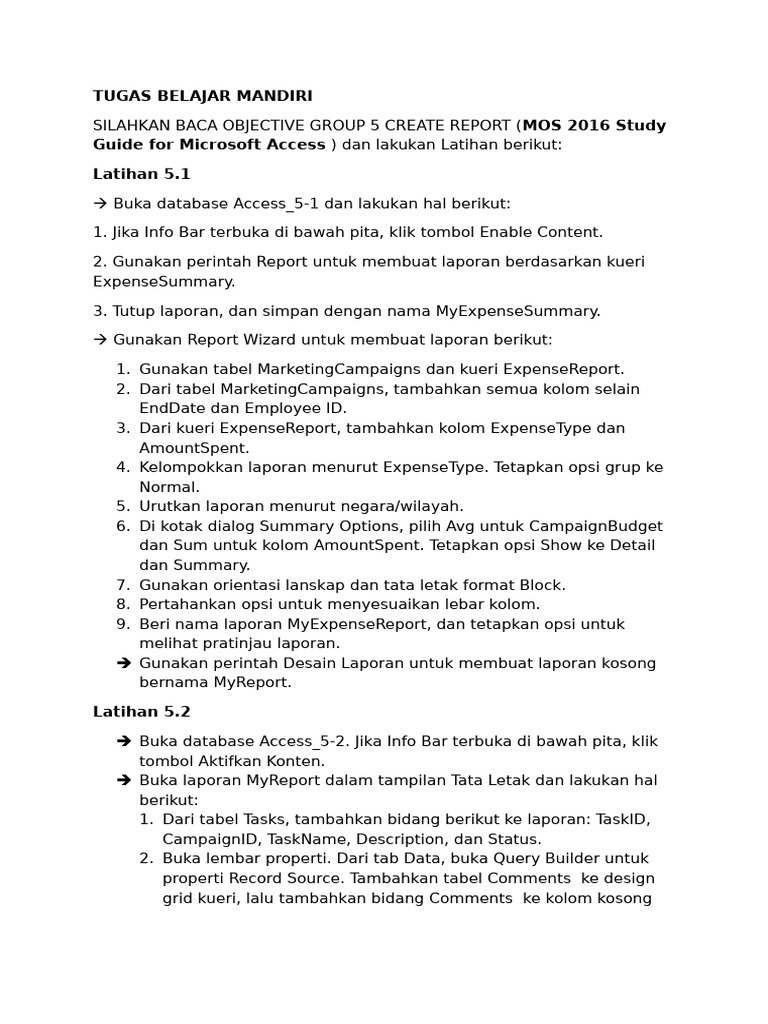 Tugas Belajar Mandiri Membuat Report | PDF