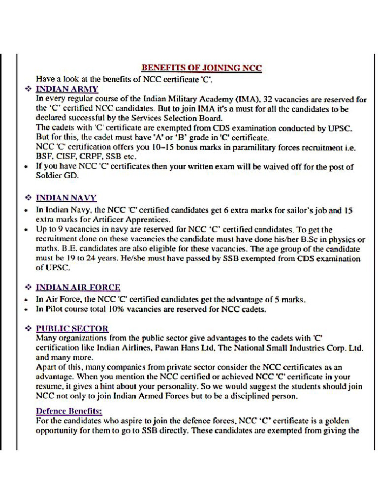 Benefits of NCC C Certificate | PDF