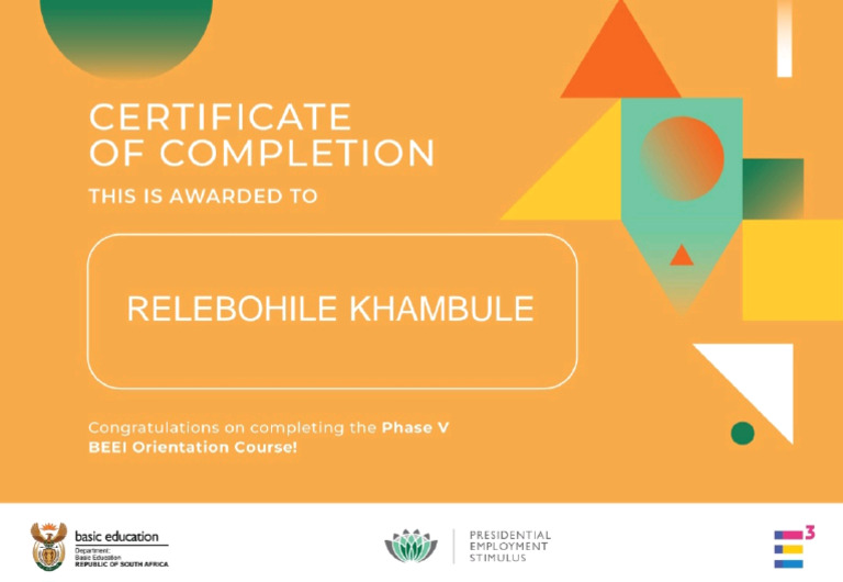 Relebohile Khambule - Phase V BEEI Orientation Course | PDF