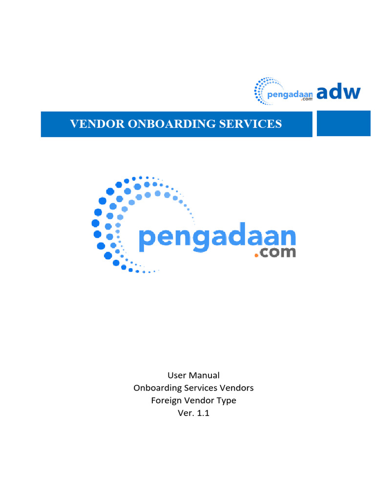 Manual Book - Vendor On Boarding Services Foreign Vendor - V1.0 | PDF ...