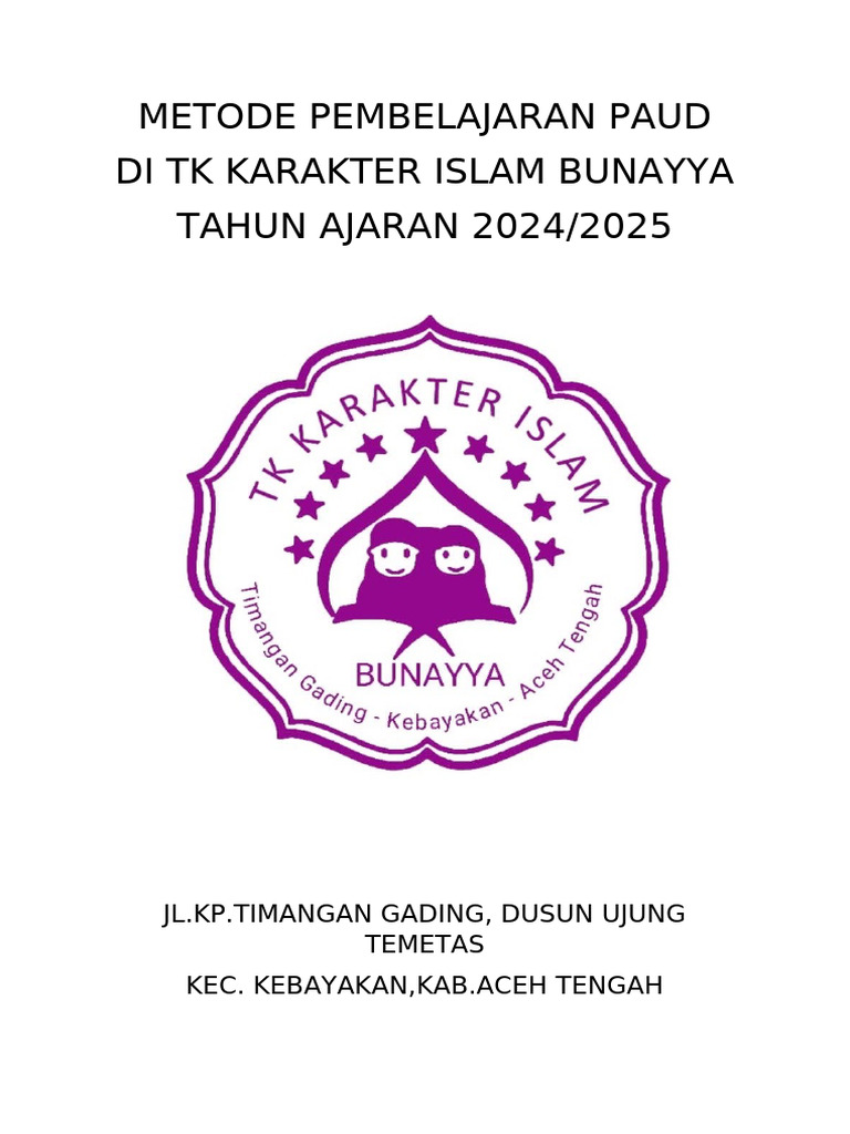 Metode Pembelajaran PAUD di TK Bunayya | PDF