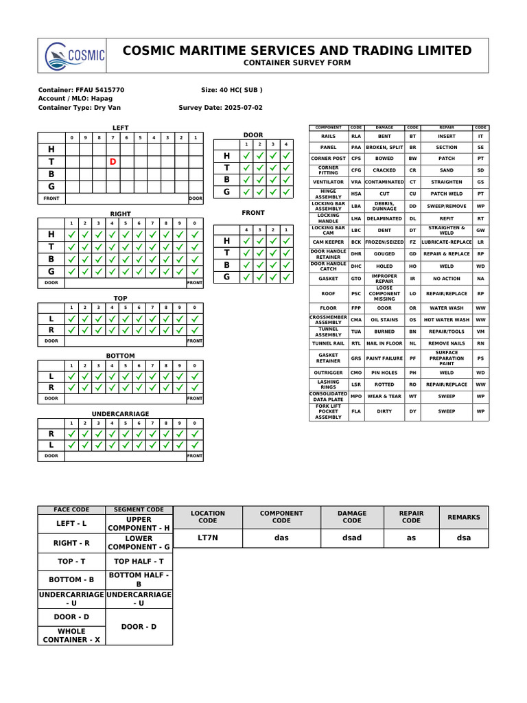 Container Survey Report Modified | PDF