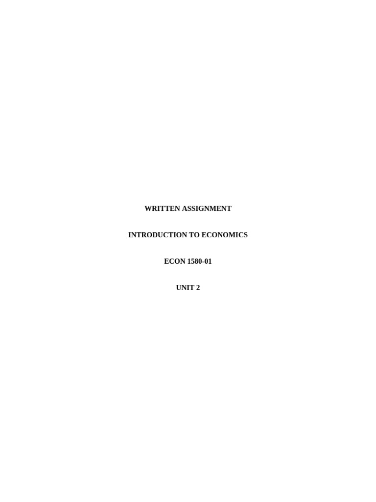 Written Assignment Economics Unit 2 | PDF