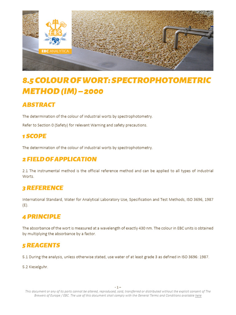 Spectrophotometric Color Analysis of Worts | PDF | Spectrophotometry ...