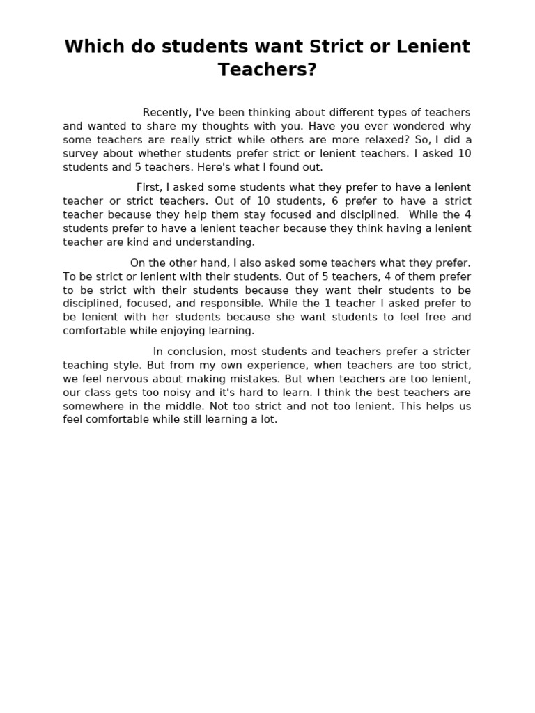 Which Do Students Want Strict or Lenient Teachers | PDF | Teachers ...