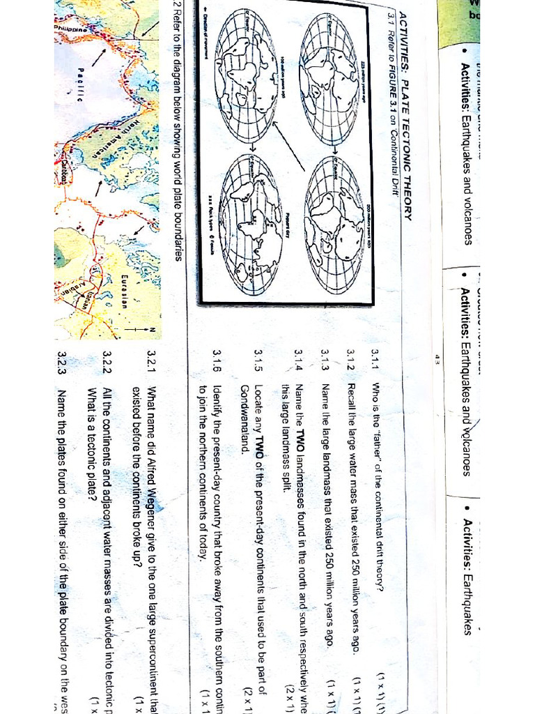 Grade 10 Geography Continental Drift Classwork Activity | PDF