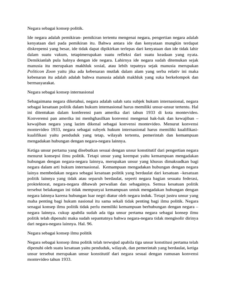 Konsep Negara dalam Ilmu Politik dan Hukum | PDF