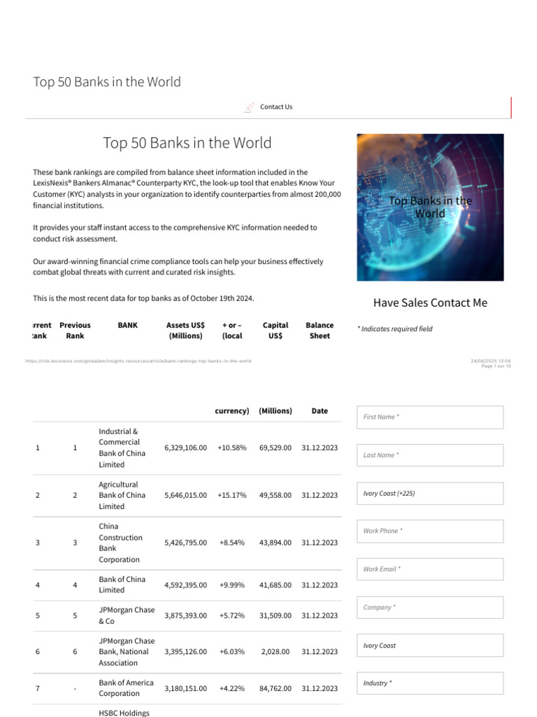 Top 50 Global Banks 2024 Rankings | PDF | Banks | Financial Services