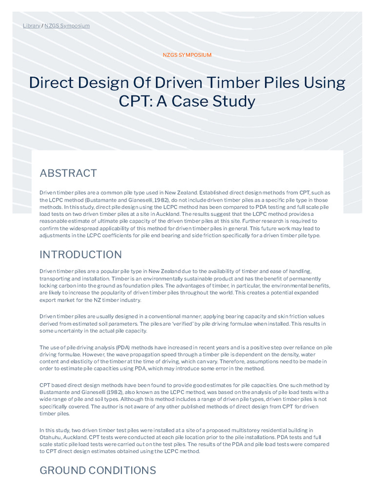 Direct Design of Driven Timber Piles in NZ | PDF | Deep Foundation | Lumber