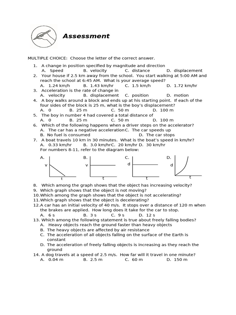 Assessment General Physics1 q2 | PDF | Acceleration | Velocity