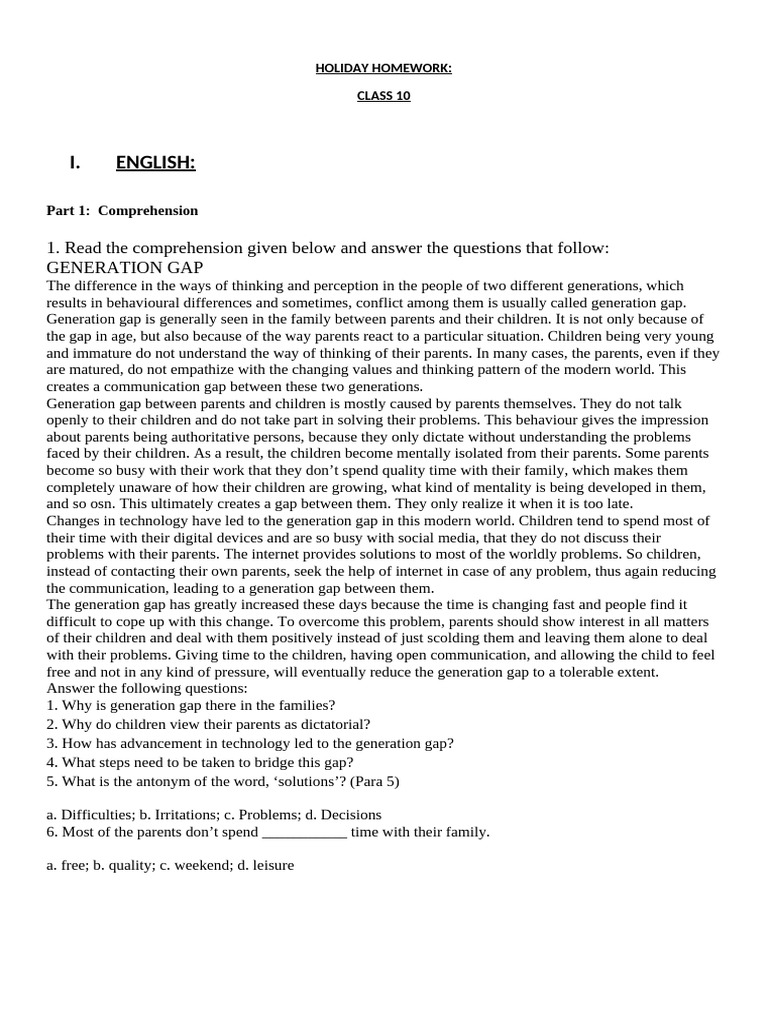 Updated - Holiday Homework Class 10 - Consolidated | PDF | Cost Of ...