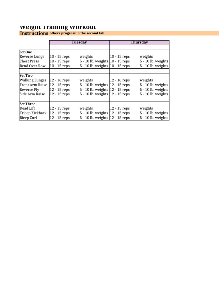 Weight Training Workout Template | PDF | Strength Training | Physical ...