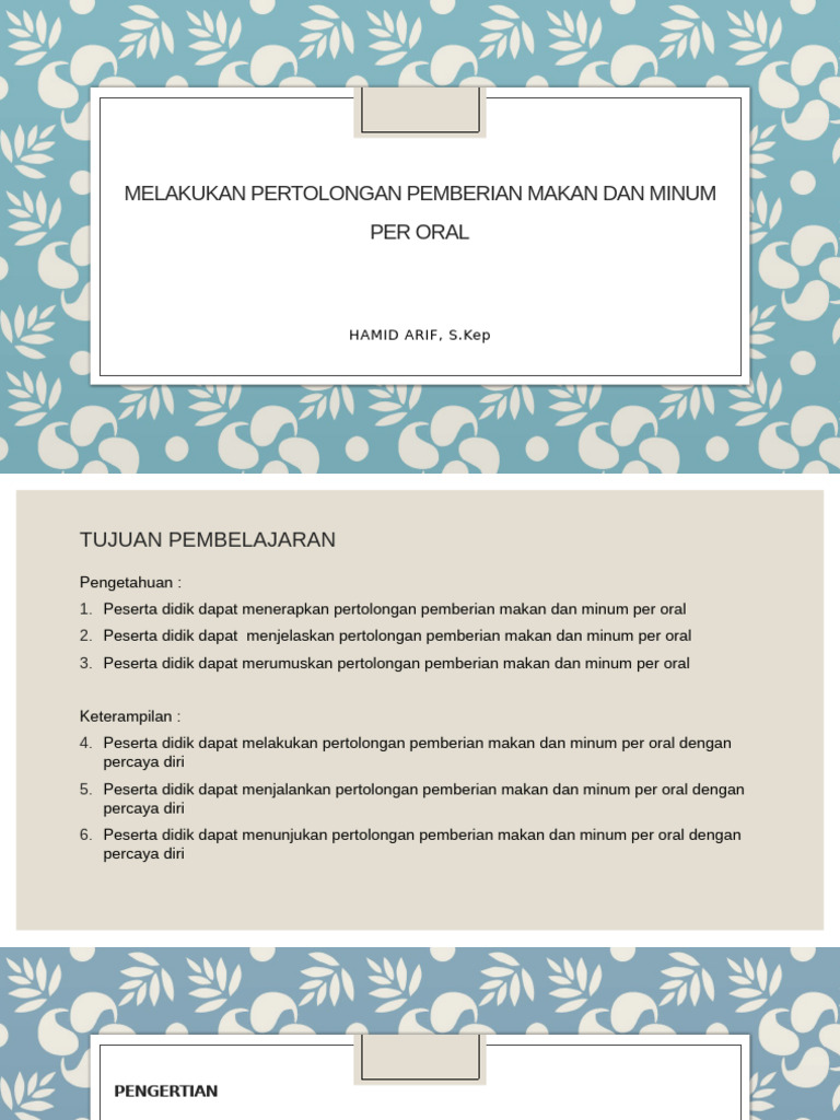KD 3.15 Memberi Makan Dan Minum Per Oral | PDF