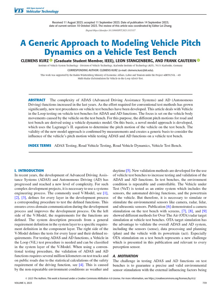 A Generic Approach To Modeling Vehicle Pitch Dynamics On A Vehicle Test ...