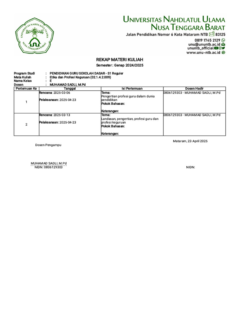 Cetak Rekap Materi Kuliah | PDF