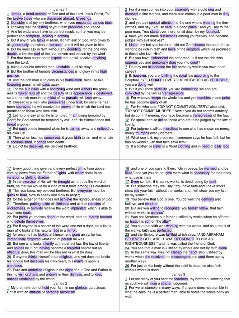 James Verse Card (Purple Keywords - One Sheet) | PDF | Faith | Divine Grace