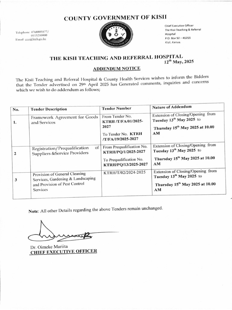 KTRH Tender Addendum Notice 2 | PDF