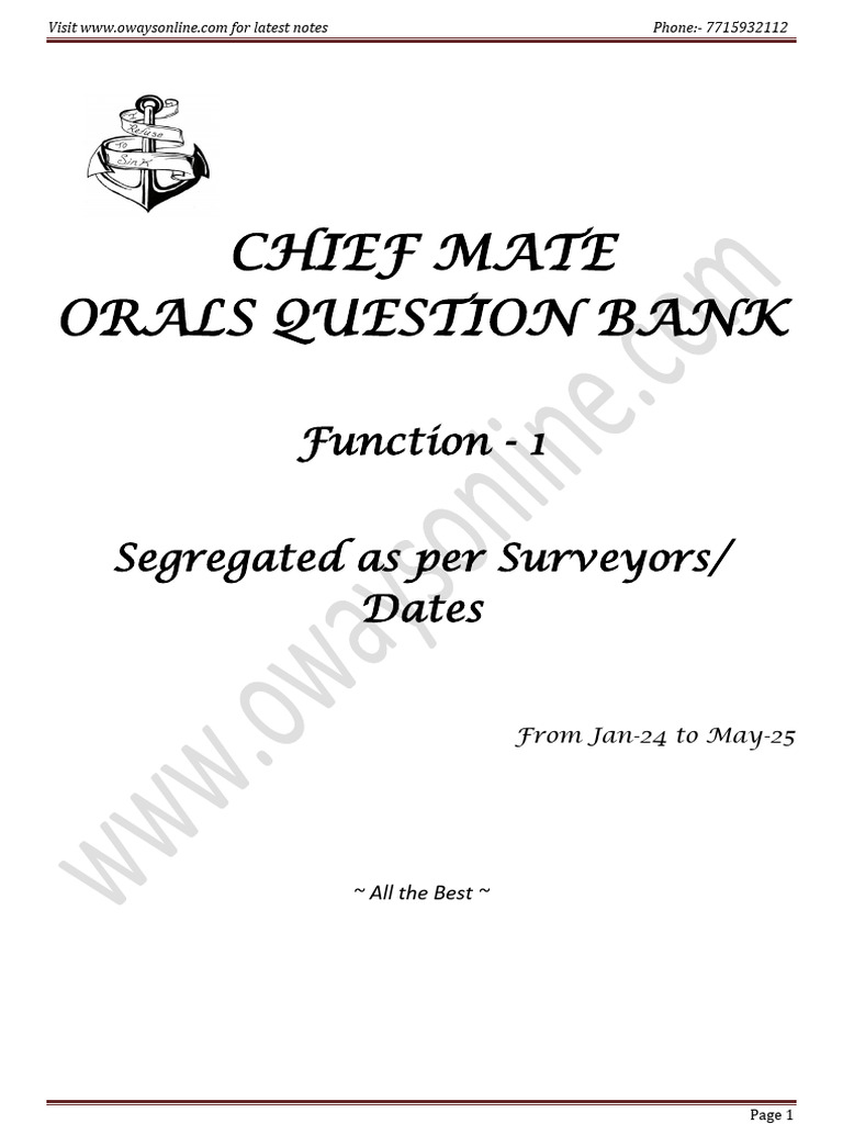 Function 1 1st Mate Orals Surveyor Question Updated Till May25 Utzfcb ...