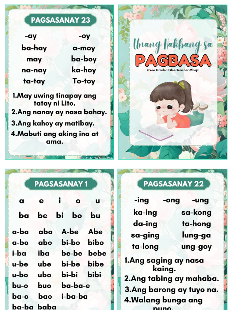 Unang Hakbang Sa Pagbasa (Green) - Free Grade 1 Files-Teacher Mhejz | PDF