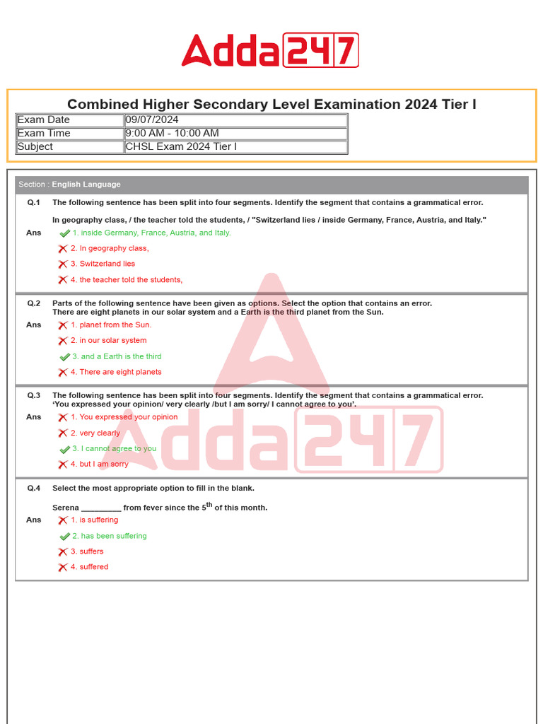 SSC CHSL 2024 English Question Paper | PDF | Area | Circle