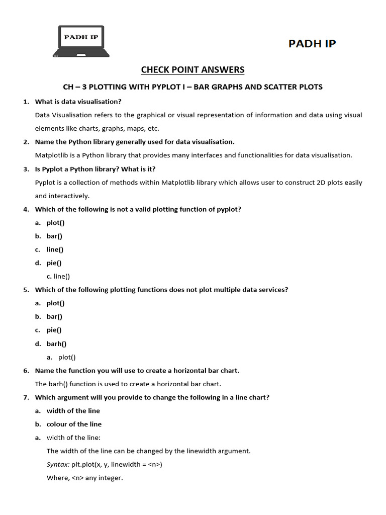 CH 3 Plotting With Pyplot I - Bar Graphs and Scatter Plots CPA | PDF