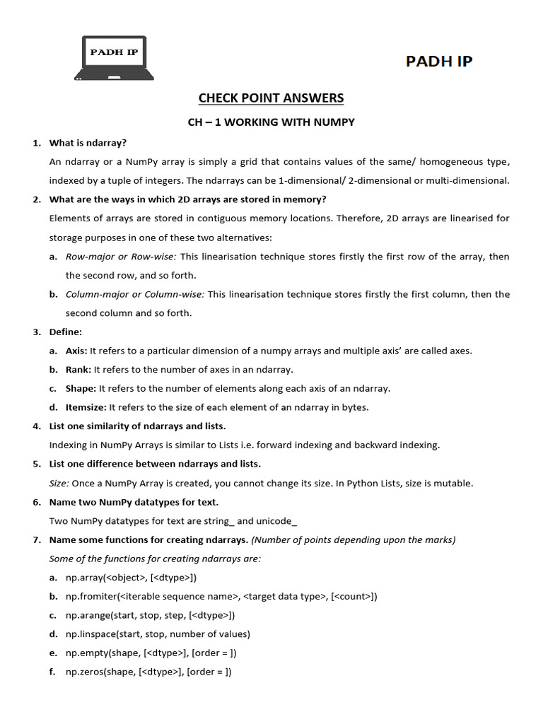 CH 1 Working With NumPy CPA | PDF | Computer Programming