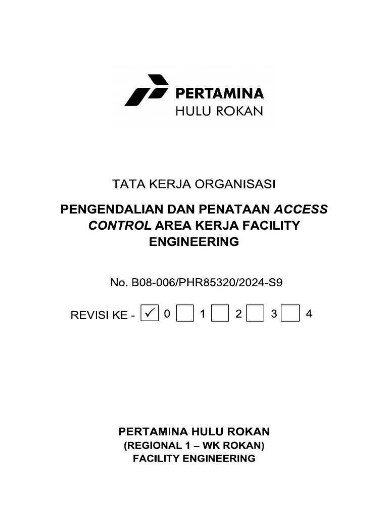 B08-006 - PHR85320 - 2024-S9 Rev.0 TKO Pengendalian Dan Penataan Access Control Area Kerja ...