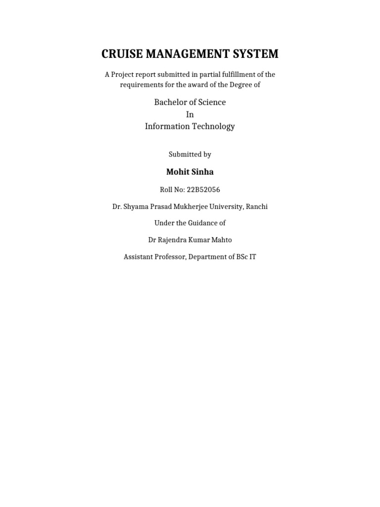 Cruise Management Full Detailed Report Mohit Sinha | PDF | Graphical User Interfaces | Databases