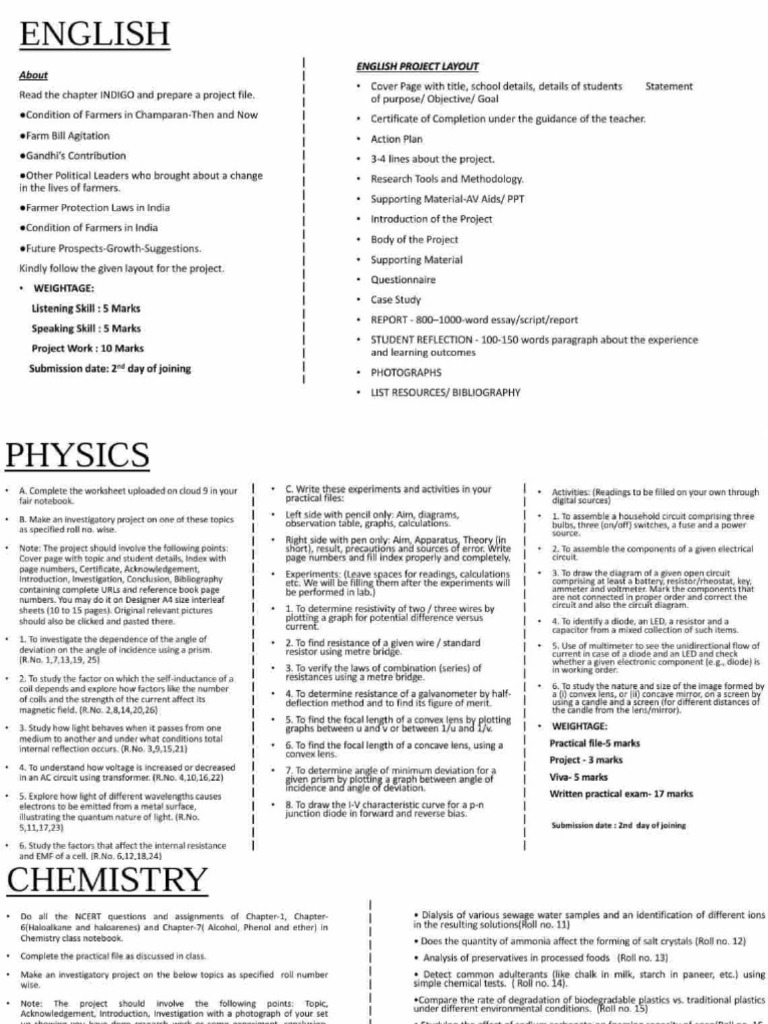 Summer HHW Xii Science 25 26 | PDF | Electrical Network