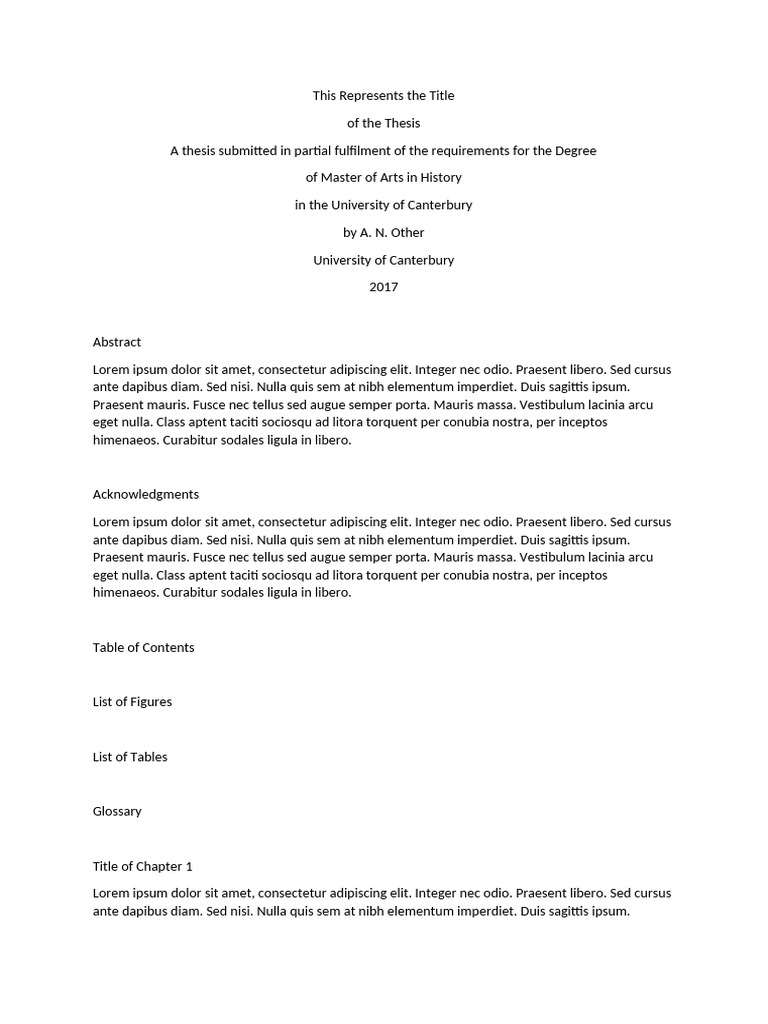 Word Formatting Practice Thesis Document | PDF