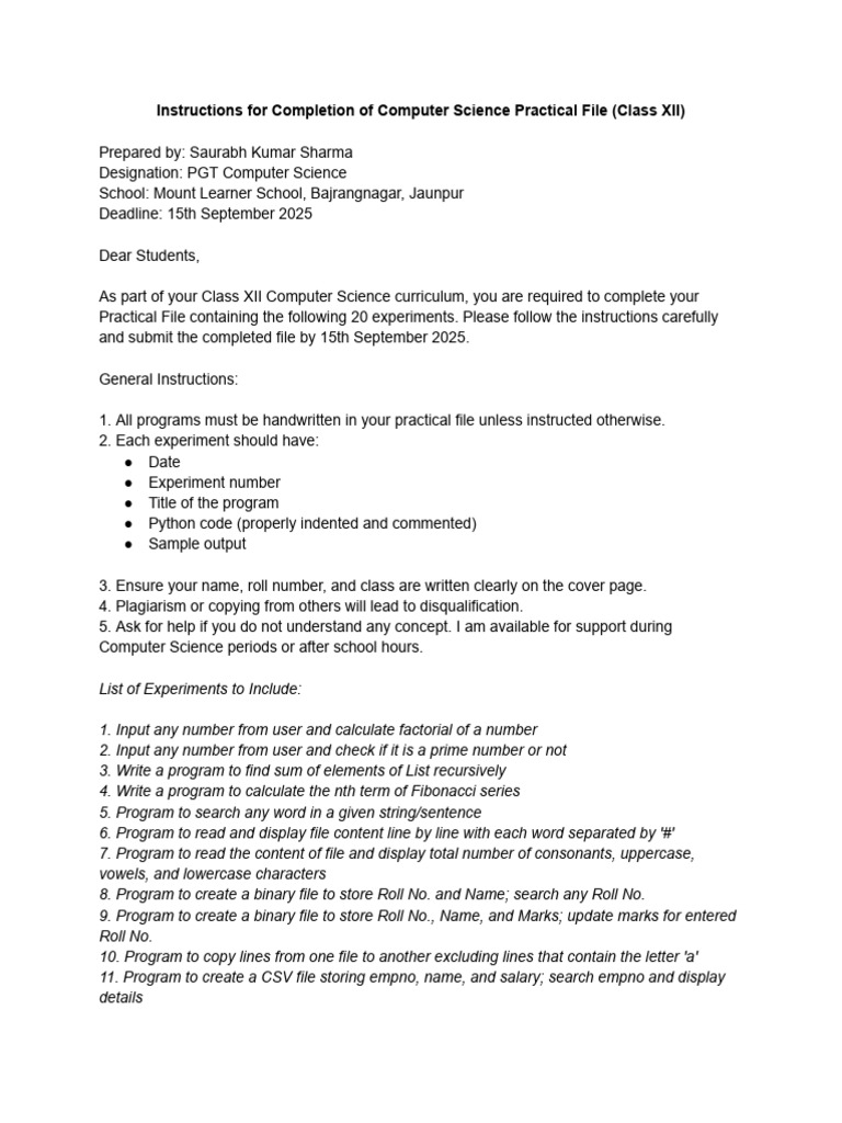 Class Xii Cs Practical File | PDF | Databases | Computing