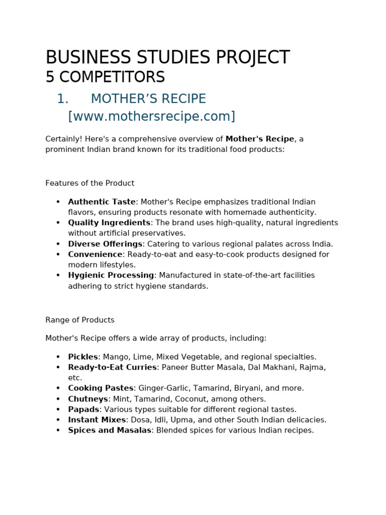 Business Studies Project | PDF | Retail | Indian Cuisine