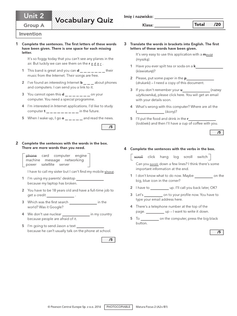 Unit 2 Vocabulary Quiz Group A | PDF | Computing