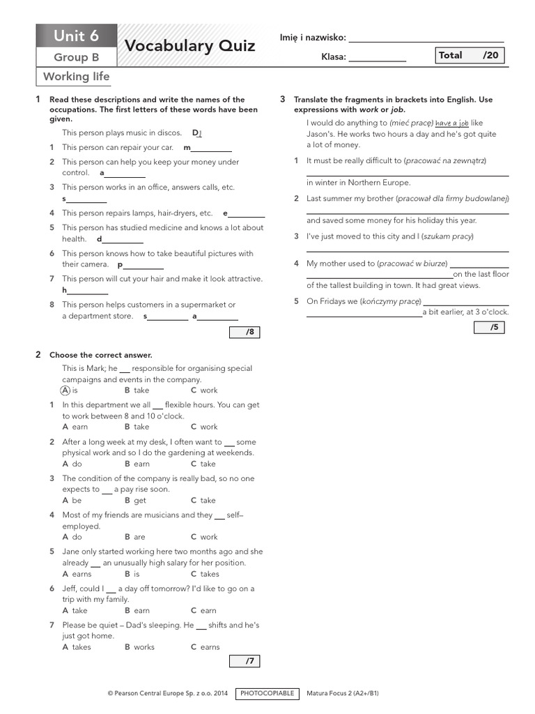 Unit 6 Vocabulary Quiz Group B | PDF