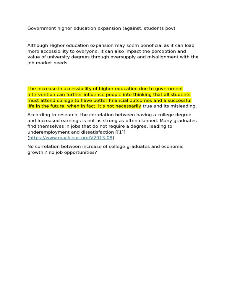 Government Higher Education Expansion | PDF | Vocational Education ...