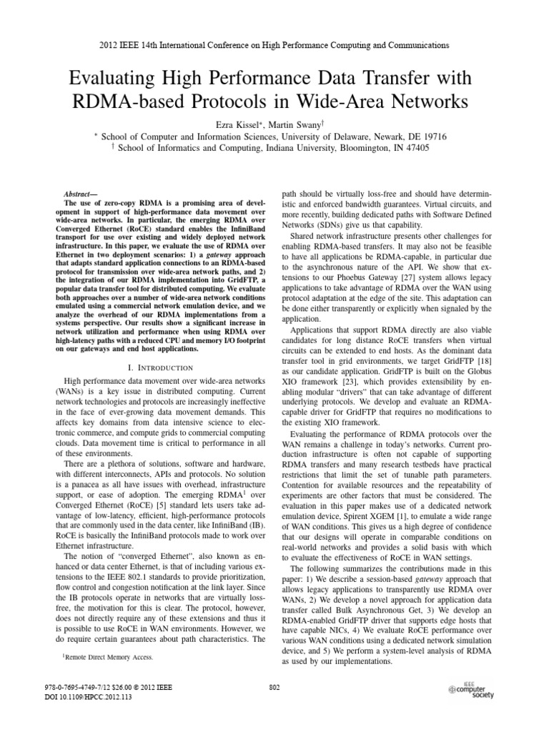 Evaluating High Performance Data Transfer With RDMA-based Protocols in Wide-Area Networks-3 ...