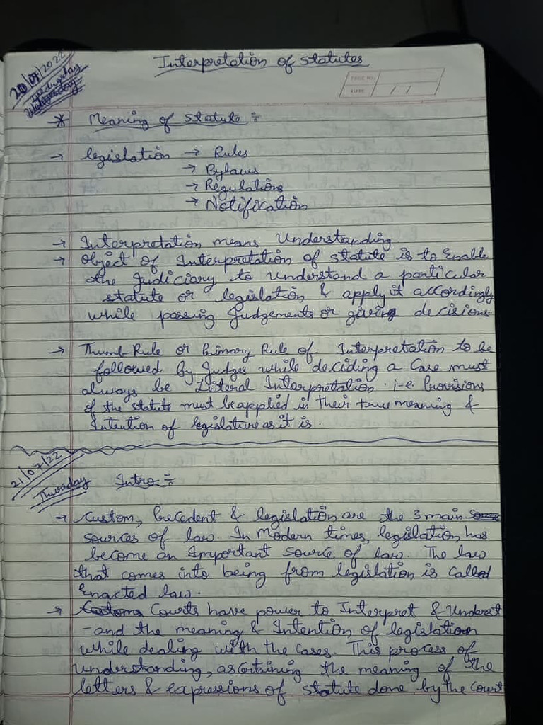 Interpretation of Statutes Notes-1 | PDF