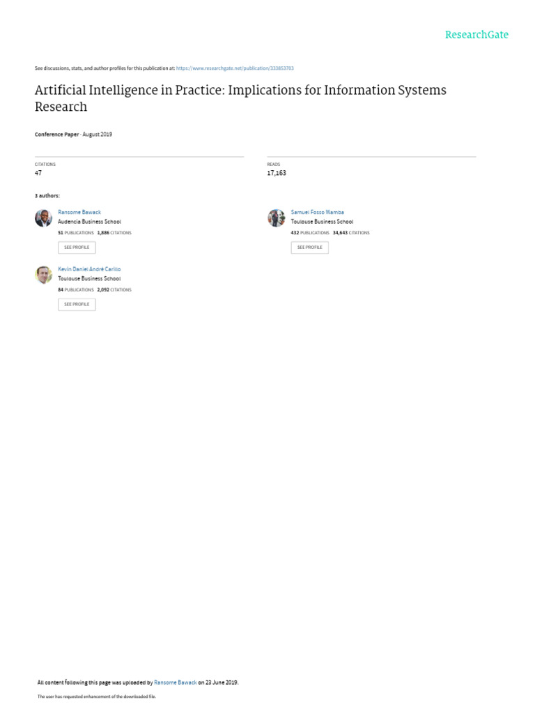 Artifical Intelleine and Int's Implicaton On The Sutem | PDF ...