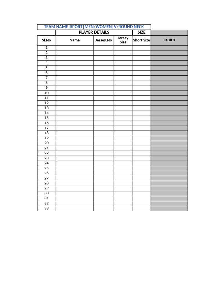 Football Player List Format Guide | PDF