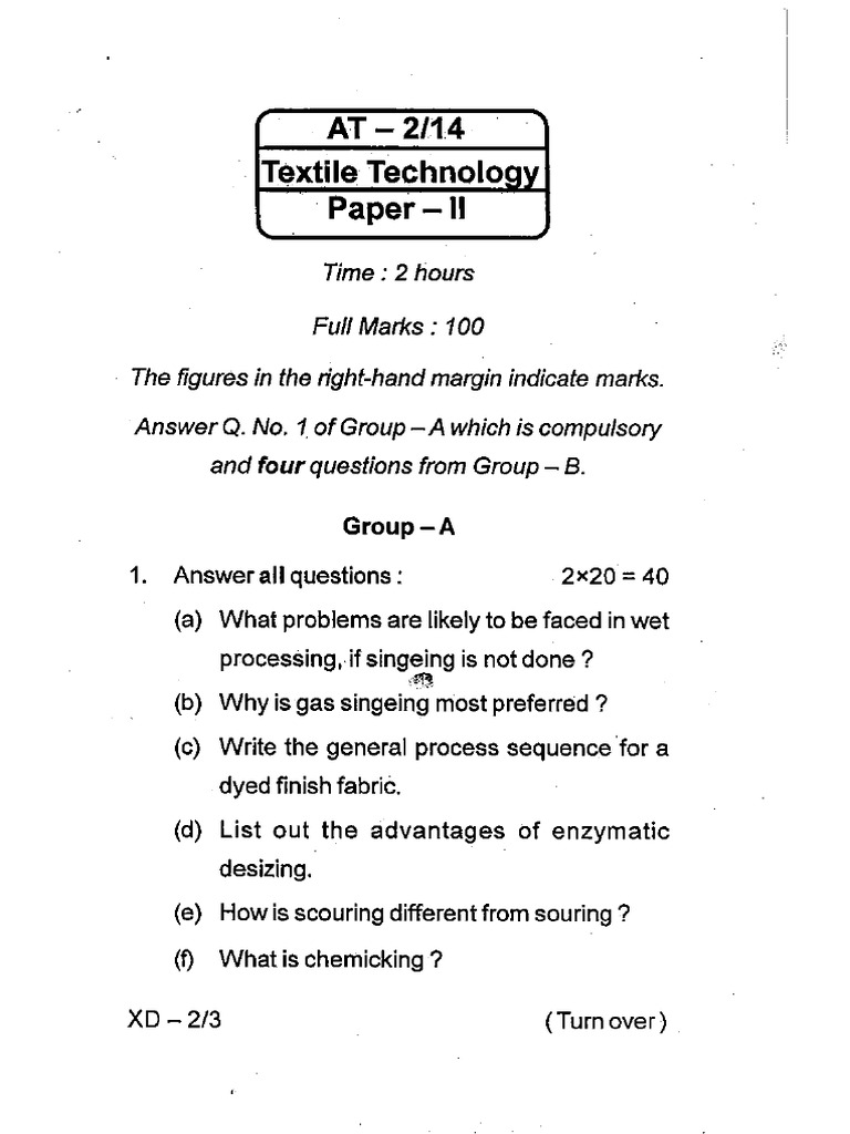 Textile Technology Paper-II | PDF