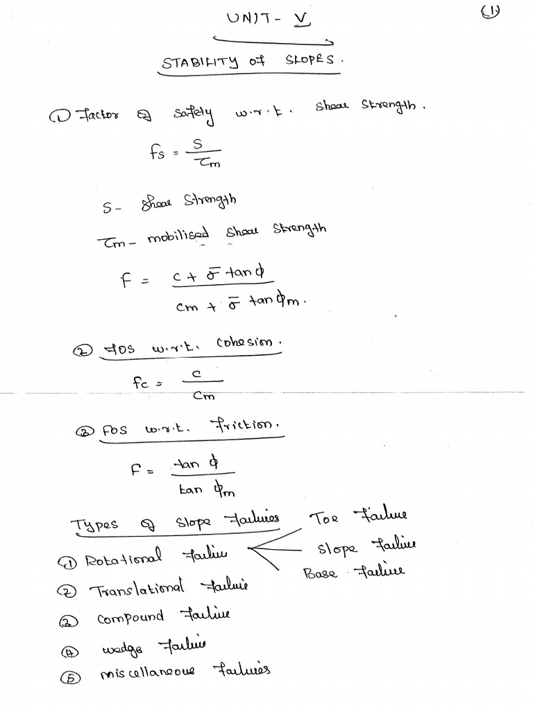 Unit-5 Stability of Slopes | PDF