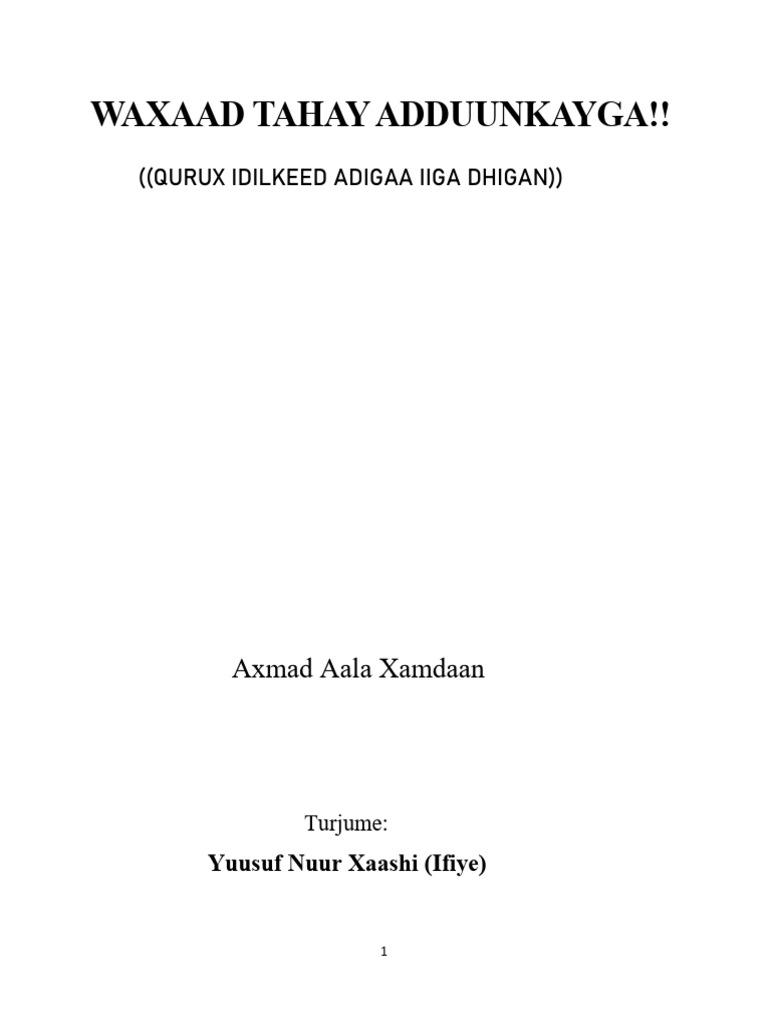 Waxaad Tahay Adduunkeyga | PDF