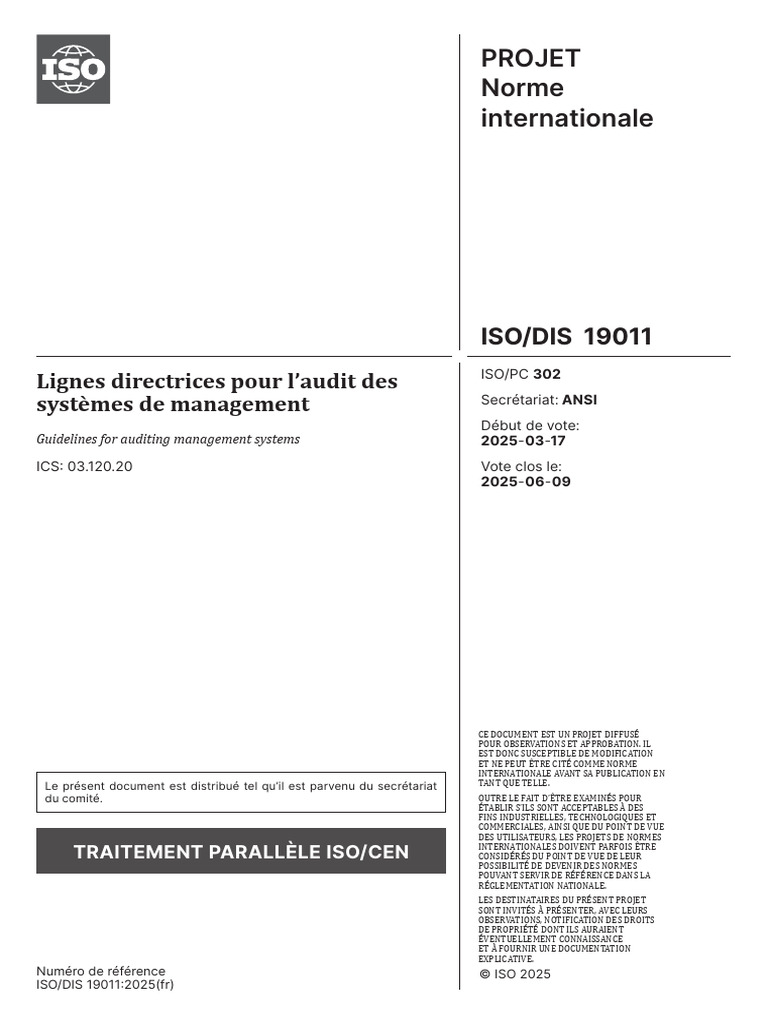 Norme ISO 19011:2025 - Lignes directrices | PDF | Audit | Sécurité des ...